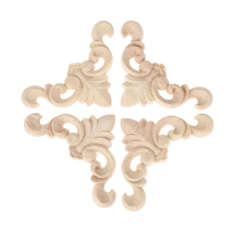 4枚入り 木彫りデカール 家具装飾 コーナー 木製アップリケ フレーム ヨーロッパスタイル 家具 ドア 壁 コーナー デコレーション ホームデコ 未塗装 8x8x0.8cm材質:オークウッド サイズ:8x8cm絶妙な彫刻された木の花のパター...