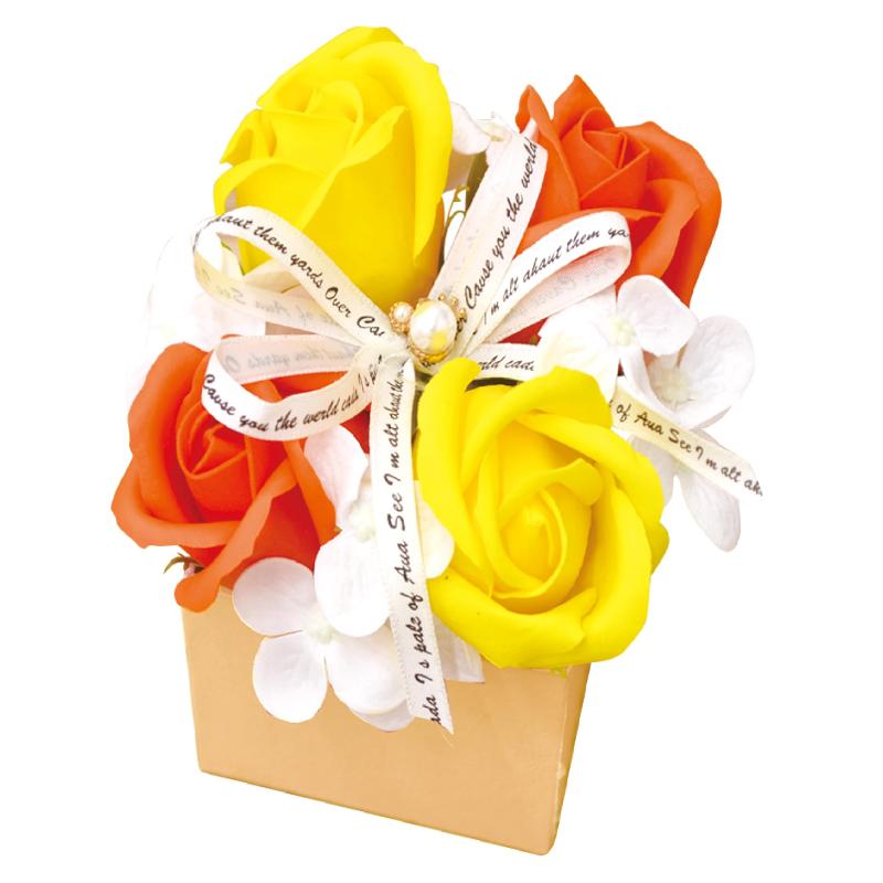 ポピー名古屋 ソープフラワー シャボンフラワー 造花 ギフト プレゼント フラワーボックス 4輪 バラ ボックス 約12cm S-110