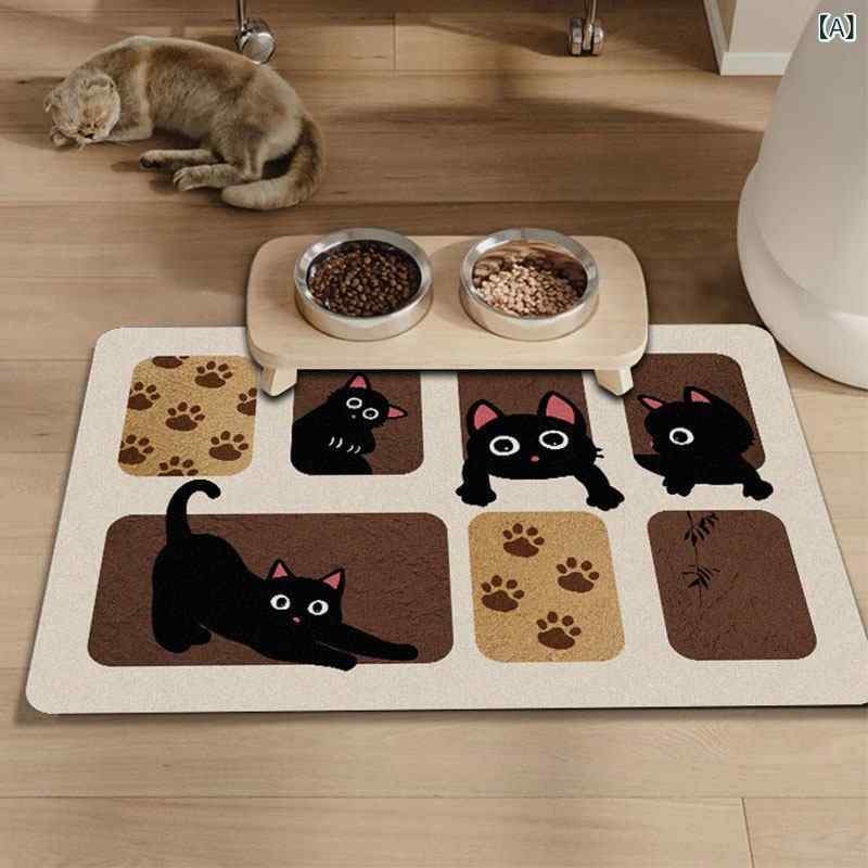 猫や 犬が 食べられる かわいい ペットプレ イス マット 漏れ 防止 大きな 吸収性 珪 藻 土 お 手入れ 簡単 滑り止め フード ボウルプレ イス マット