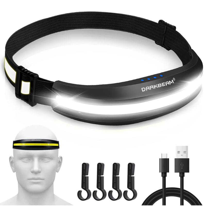 DARKBEAM ヘッドライト 充電式 軽量 COB 高輝度 帽子ライト 230°広角照射 LED 白光・赤光 USB-C IPX4防水スーパーブライトCOBハードハットライト：この信頼性の高い、ハンズフリーの充電式LEDヘッドライトは完全...