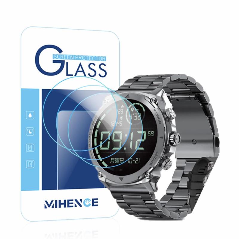 Mihence 保護フィルムに適用され LGW6 1.43インチスマートウォッチ, 9H ガラス保護フィルム と互換性のある Compatible for FOSMET LGW6 スマートウォッチ 丸型 (3枚入り)対応機種: 対応 LGW...