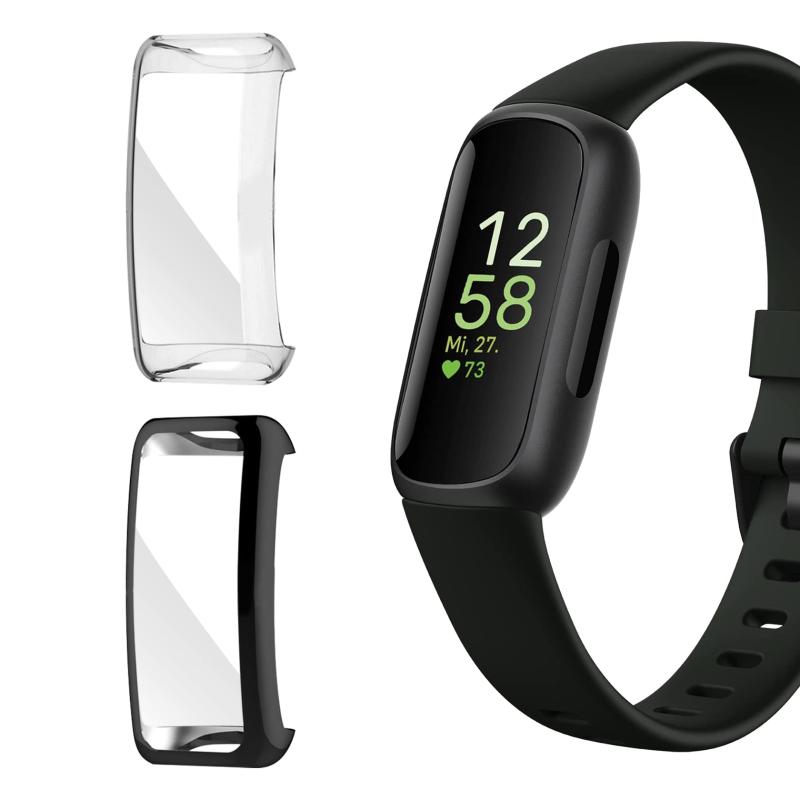 HeeNia 【2枚入り】Fitbit Inspire 3 対応 カバー TPU全面保護ケース 高透過率 衝撃吸収 指紋防止 超軽量 擦り傷防止 Fitbit Inspire 3 用 (ブラック+クリア)【対応機種】Fitbit Inspi...