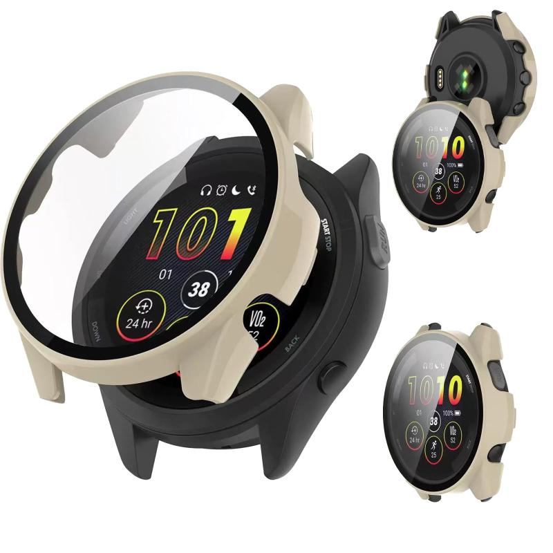 AIYYXX For ガーミン 265 カバー 3D 直角エッジ 超薄型 PC+ガラス素材 一体型 garmin forerunner 265 カバー 対応 高透過率 キズ防止 指紋防止 簡単に取り付け・取 全面保護 ケース✅【対応機種】：...