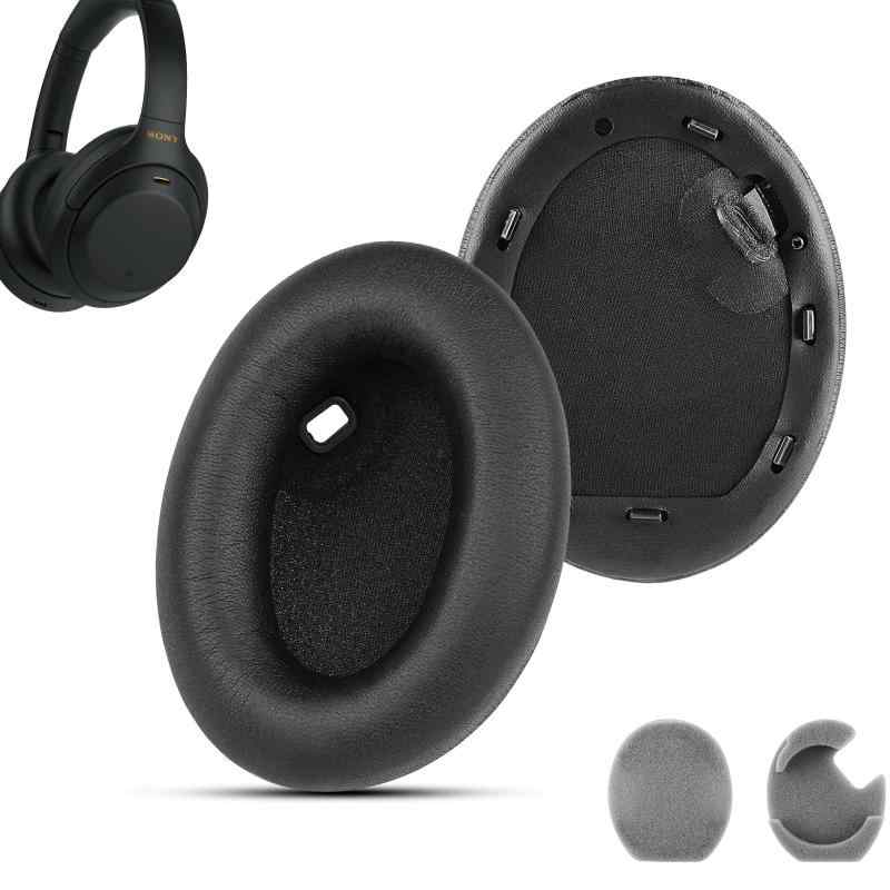 イヤーパッド For Sony WH-1000XM4 (WH1000XM4) に対応 交換 用 ヘッドホンパッド 防止音漏れ防止 <1組 > なんしつ 高密度フォームRuiMi（プロテインレザー/ブラック）"【対応機種...