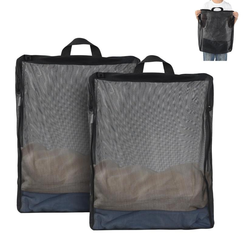 OTraki 洗濯ネット 40x50cm 手提げ 2枚セット ランドリーネット 細かい網目 洗剤ネット 無蛍光 洗濯袋 高耐久性のファスナー付き 洗濯用ネット 丈夫 絡み/傷つき/型崩れ防ぐ laundry bag 家用 旅行【手持ち付き·...