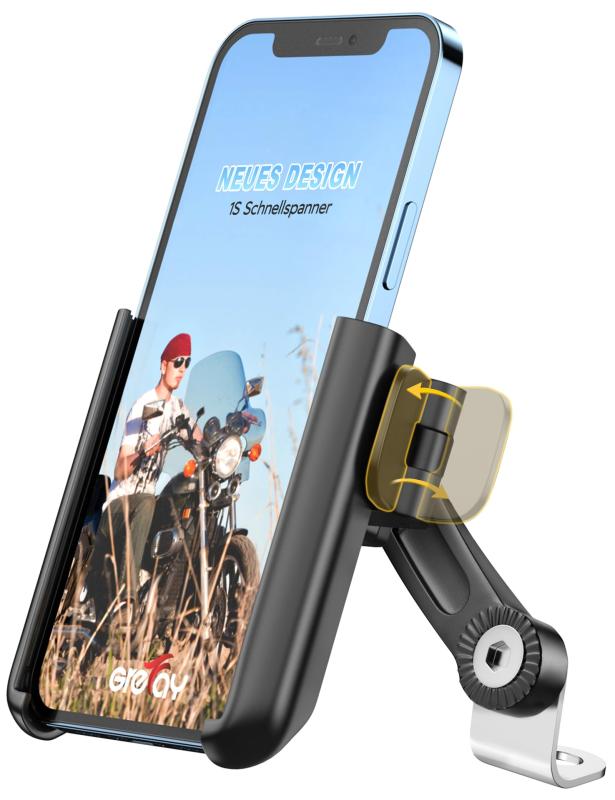 バイク スマホホルダー スタンド : Grefay 片手操作 オートバイ ワンタッチ スマートフォンホルダー, ミラーマウント付き,バイク用 携帯ホルダー,原付 スマホホルダー, motorcycle phone mount, 360度【2...