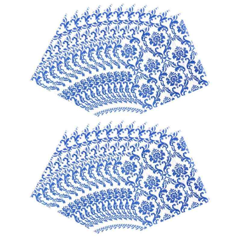 FOMIYES シノワズリ ル ナプキン ブルー と ホワイト ナプキン ペーパー ヴィンテージ ランチョン デコラティブ ディナー ゲスト ティー パーティー ハンド 80枚 シート