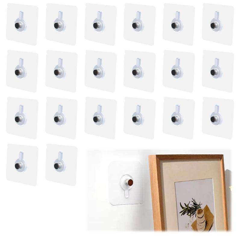 壁掛けフック 絵画 フック【20個セット】強力粘着フック 透明なフック フォト フレーム 時計 額縁 絵画 吊り 飾る 傷つけない 貼り付け跡なし 穴開けない 防水 防湿 粘着フック 耐荷重5KG【壁掛けフック】壁掛けフックは壁に穴を開けず...