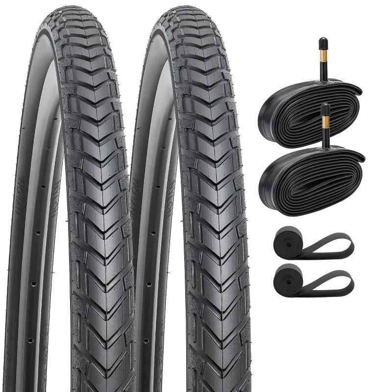 YunSCM 2本セット,700 40c タイヤ,700x40c 42-622 自転車タイヤ + 700x35/43c チューブ 米式バルブ48mm +リムテープ + タイヤレバー,適用 700x40c クロスバイク、ロードバイク,Y-14...