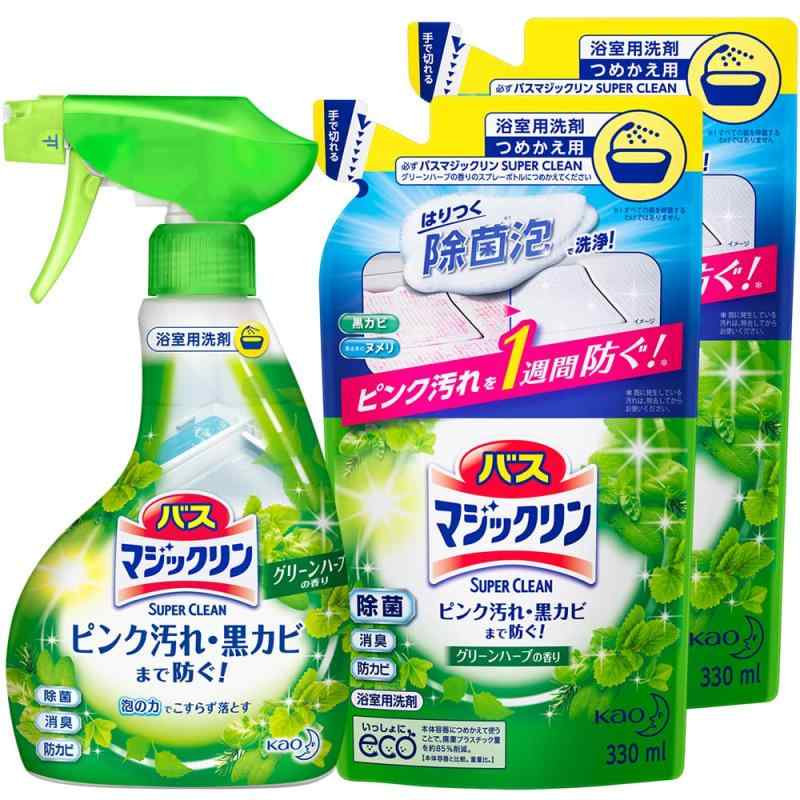 【まとめ買い】バスマジックリン 泡立ちスプレー SUPERCLEAN グリーンハーブの香り 本体×1個+替×2個商品サイズ(幅×奥行×高さ):21.5×34×6内容量:1040mlグリーンハーブの香り花王独自の「マジック泡」により、豊かな泡...