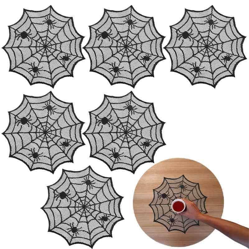 蜘蛛の巣 ランチョンマット 6枚セット ハロウィン テーブルマット 防汚 断熱 滑り止め プレースマット プレイスマット 食卓飾り 雰囲気 お手入れ簡単 キッチン 家庭用 レストラン用 パーテ【ハロウィンテーマ】クラシックなクモの巣模様が特...