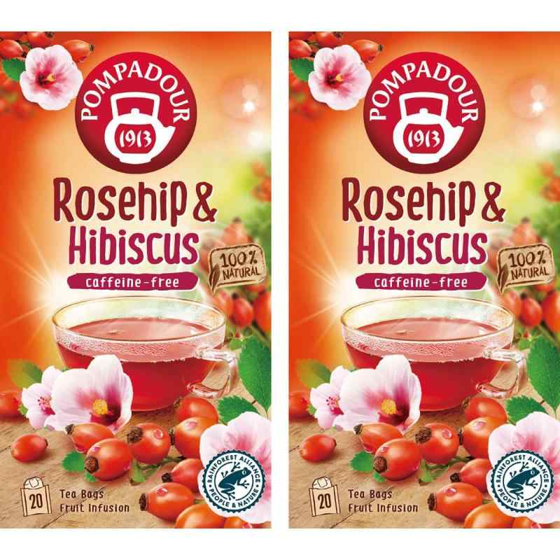ポンパドール ローズヒップ&amp;ハイビスカス ハーブティー 20袋×2個 ノンカフェイン 美容におすすめ原材料:ローズヒップ、ハイビスカスフラワー商品サイズ(高さx奥行x幅):12.7cm×7.9cm×6.9cm
