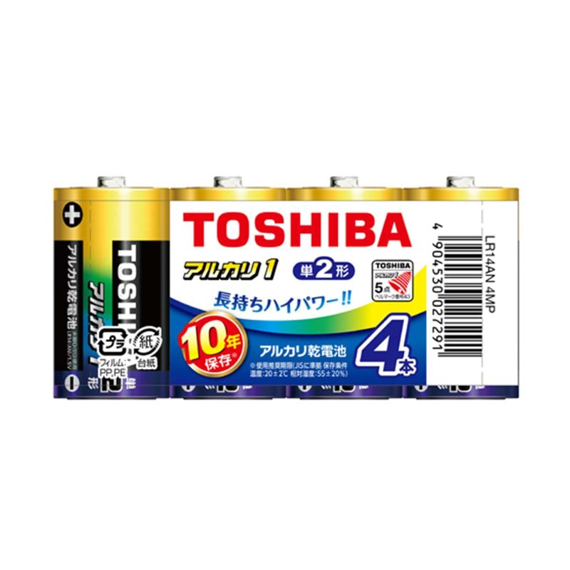 東芝(TOSHIBA) アルカリ乾電池 単2形 1.5V 使用推奨期限10年 液漏れ防止構造 アルカリ1 まとめパック LR14AN