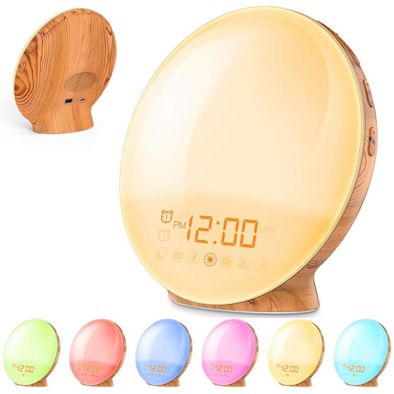 目覚まし時計 光 Wake Up Light 日出＆日没再現 7種類の自然音 スヌーズ&amp;ラジオ機能付き デジタル時計 タイマー ナイトライト 20段階調光 16段階音量調節 間接照明 卓上 寝室 読書 [並行輸入品【日の出と日没のシ...