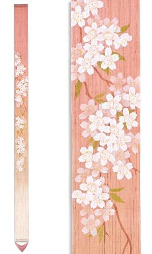 細タペストリー『桜しだれ』 麻100％ 手染め 手書き インテリア タペストリー 壁掛け 春サイズ：約10×170cm（重り除く）材質：麻100％、棒：白樺 / 企画・デザイン：日本、生産：中国壁取り付け用ネジは付属しておりません。/トムソ...