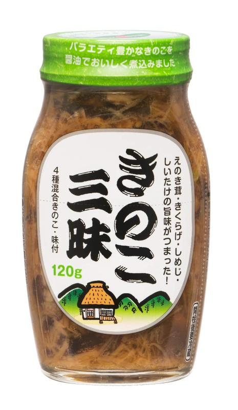 テーブルランド 丸善食品 きのこ三昧 120g ×6個原材料:きのこ(えのきたけ、きくらげ、しめじ、しいたけ)、しょうゆ(小麦・大豆を含む)、砂糖内容量:120g×6カロリー:87Kcal商品サイズ(高さx奥行x幅):11cm×5cm×6cm