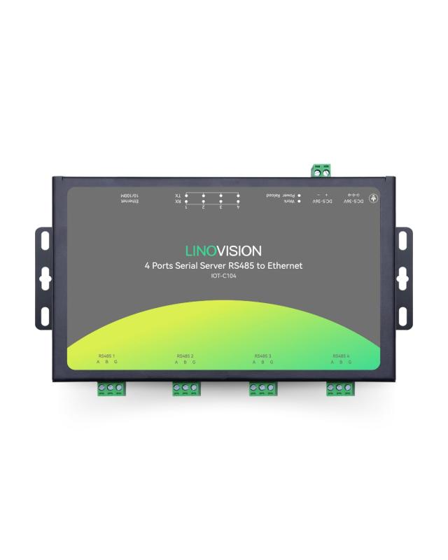 LINOVISION 4ポート RS485-RJ45変換 シリアルデバイスサーバー、 RS485をイーサネットに変換用コンバーター、Modbus RTU/TCP変換 シリアルデバイス、RS485-RJ45 Modbusゲートウェイ、エッジコ...