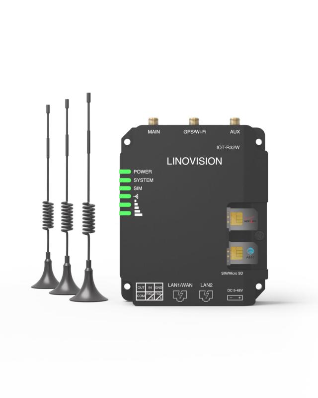 LINOVISION 産業用 4G LTE ルーター、Wi-Fi付き、Cat4セルラールーター、デュアルSIMカード、PoE出力可能、RS485/DTU対応、M2M通信に使用可、IoTセンサー/ソーラーパワーカメラ/車両に応用可【4G LT...