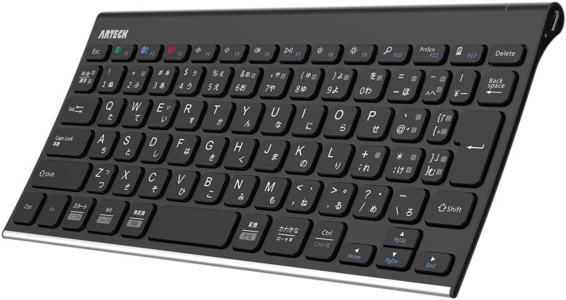 Arteck ワイヤレスキーボード 日本語配列 マルチデバイス ステンレススチール Bluetooth キーボード 持ち運びやすいデザイン Bluetooth対応 iOS, Android, WindowsタブレットPC スマートフォンとの...