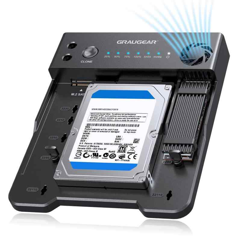 GRAUGEAR NVMe M.2 &amp; SATA SSD/HDD ハードドライブドッキングステーション、USB-C 10Gbps NVMeリーダー、SATA to M.2 NVMe Cloner、2.5/3.5ハードドライブエンクロ...