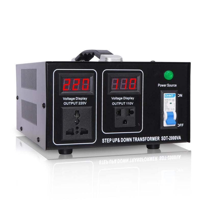 KLD 2000VA 変圧器 100V 220V アップトランス 100V-120V/220V-240V 入力出力電圧自動切替 海外国内両用型変圧器 降圧・昇圧兼用型 自由変換 海外機器対応 電源変換プラグ高精度 LED ディスプレイ、リア...