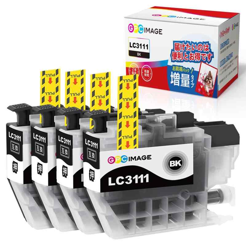 GPC Image LC3111BK 互換インク 4本セット 大容量タイプ ブラザー (Brother)用 インクカートリッジ LC3111 ブラック DCP J572N J577N J582N J978N J998DN J973N J98...