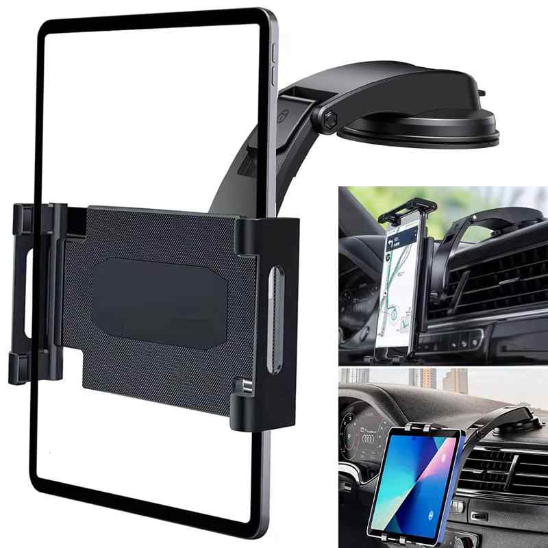Elnicec 車載 吸盤式タブレットホルダー 【2026最新改良型】ipad スマホホルダー 車 ダッシュボード用 超強力粘着ゲル+真空吸盤 360度回転 自由調節 伸縮アーム 取り付け簡単 5.5～11インチ全機種【大人気のスマホ&am...