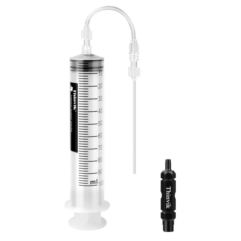 Thinvik 自転車 チューブレス シーラント インジェクター 100ml タイヤシーラントシリンジ サイクリングシリンジキット プレスタ/シュレーダーバルブ対応 タイヤ修理ツール (バルブコアリムー100ml大容量設計:Thinvikの...