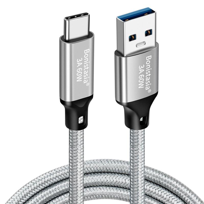60 W USB-A &amp; USB-C ケーブル [0.2m/0.3m/0.5m/1m/1.5m/2m/3m] 急速充電 10 Gbps高速データ転送 USB 3.2 ナイロン編みで Type Cケーブル PQ10060 W 急速充電...