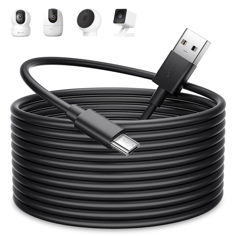 マイクロusbケーブル micro usb 電源ケーブル 10M 防犯カメラの給電 USBAオス to micro Bメス 対応ATOM Cam 2/Mi 360°スマートカメラ 2K/IMOU/EZVIZ/Wyze Cam/Nest Ca...