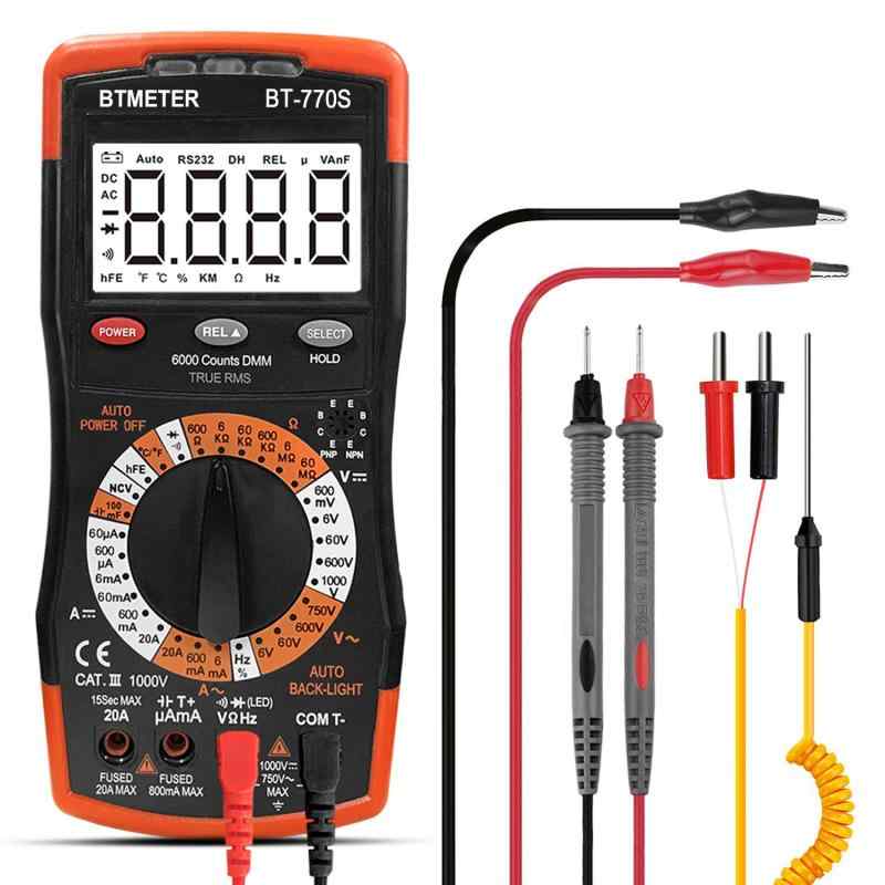 BTMETER BT-770Sデジタルマルチメーター、6000ビット 手動レンジ AC DC電流 電圧 テスター、NCV、ダイオード、抵抗、静電容量メーター ワニ口クリップ付き 【日本語取扱説明書付き】⭐【高品質電圧 電流 テスター】600...