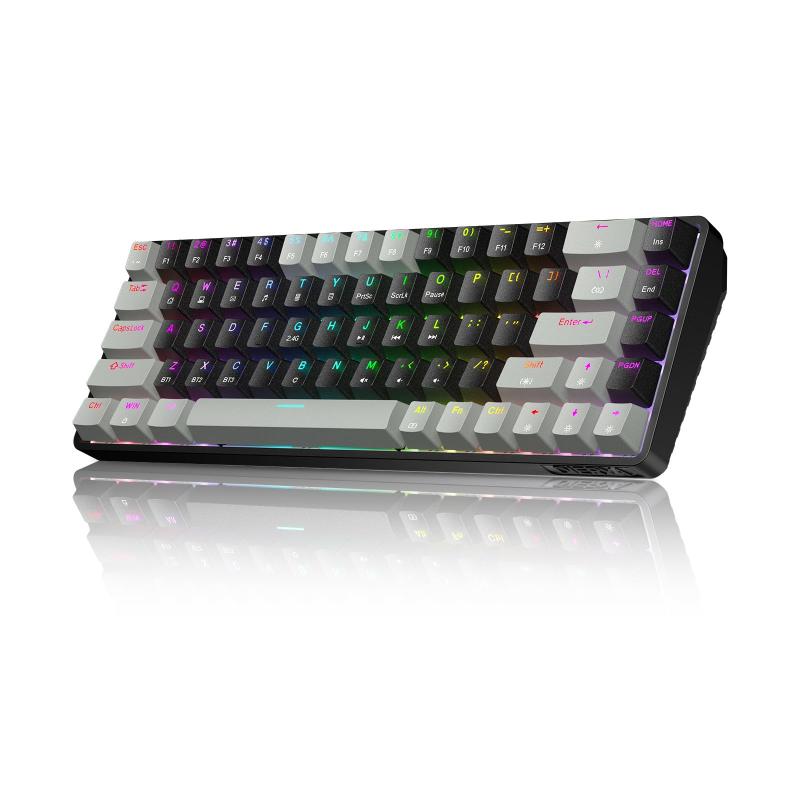 Dierya DK68 ワイヤレス ゲーミング キーボード-2.4G/Bluetooth/USB-C接続 60%配列 68キー 赤軸 メカニカル キーボード、3000mAhバッテリー RGBバックライト 全キー無衝突 Windows/Mac...