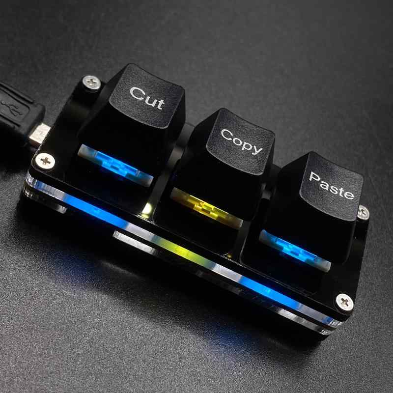 BTXETUEL Mini 3キー カット コピー ペースト キーボード Ctrl X C V ショートカット 片手キーボード RGB マクロパッド ゲーミング メカニカル キーボード OSU キーパッド プログラマブルキーボード 【ポータ...