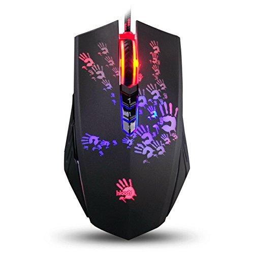 A60 Black Neon Infrared-Micro Switch Adjustable 4,000CPI Gaming Mouse with Advanced Weapon Tuning &amp; Macro Setting, L...