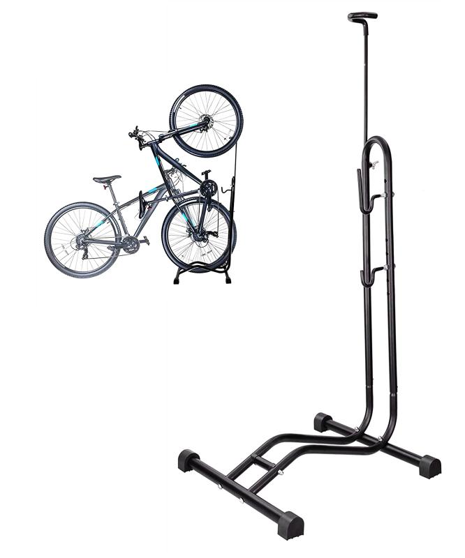 COMINGFIT 自転車スタンド【タテ・ヨコ・吊り下げ3タイプ】メンテナンス簡単スタンド 省スペースラック ファットタイヤバイク駐輪スタンド 多目的フリースタンドラック 屋内 屋外 ガレージ3つの駐車モードデザイン: バイクをきれいに保管...