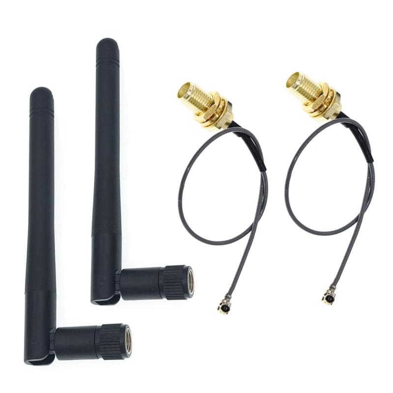 Hailege 2個セット 2.4GHz 3dBi アンテナ IPEX 4 から RP SMA オス 2.4G アンテナ SMA から IPEX ZigBee ルーター用 90 度直角折り返しリード 15CM2.4GHz 3dBi ワイヤレ...