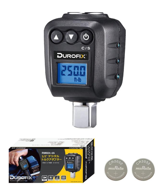Durofix 1/2" 高精度デジタルトルクアダプター アングル機能付き トルク範囲34-340Nm ISO6789校正証明書、日本語取扱説明書付属 RM604-4A【簡単操作】LCDのバックライトで発光数値の読取り簡単・明確。...