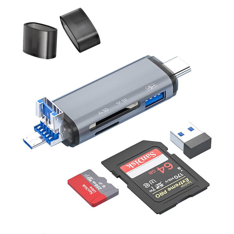Smatorch SDカードリーダー 3in1【2025安定高速版】メモリーカードリーダー 多機能 データ転送 Type-C/Micro usb/USB SD TF USB カメラアダプタ 0TG機能 変換 アダプタ 超小型 設定不要 双方...