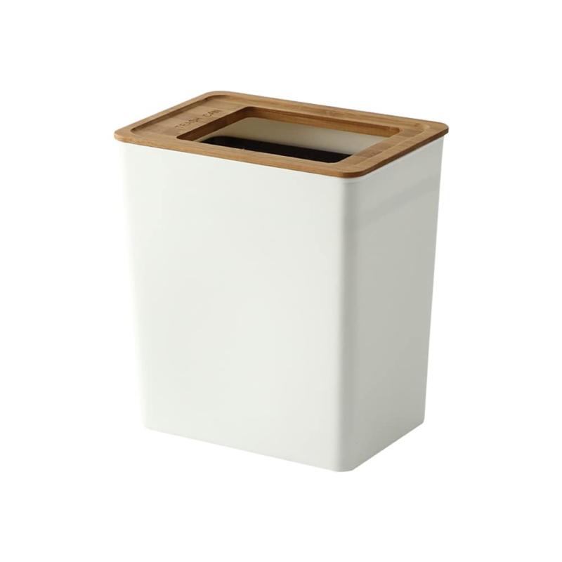 tricolor プラスチック ゴミ箱 袋が見えないごみばこ うす型 ごみ箱 省スペース 16x23x25.5cm ホワイト,ブラウンサイズ：23x16x25.5cm 素材：PP+竹　天然竹のぬくもり感じるナチュラルな風合いを持つごみ箱です...