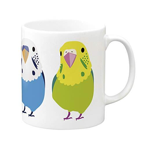 セキセイインコのイラストのマグカップ：フォトマグ（世界の野鳥シリーズ）容量は約330cc（少な過ぎず多過ぎない、ちょうどよい大きさです。高さ96mm、取手を除く直径82mm）。電子レンジや食器洗い機で問題なく使用できます。全国翌日配達・対面...