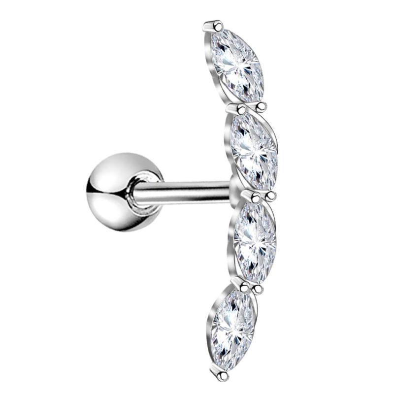 OUFER 16G 316LステンレスカーブドヘリックスピアスクリアCZ珠スタッド軟骨ピアス sStyle:1 pc 16G 316L Surgical Steel Cartilage Earring with Clear CZGauge:...