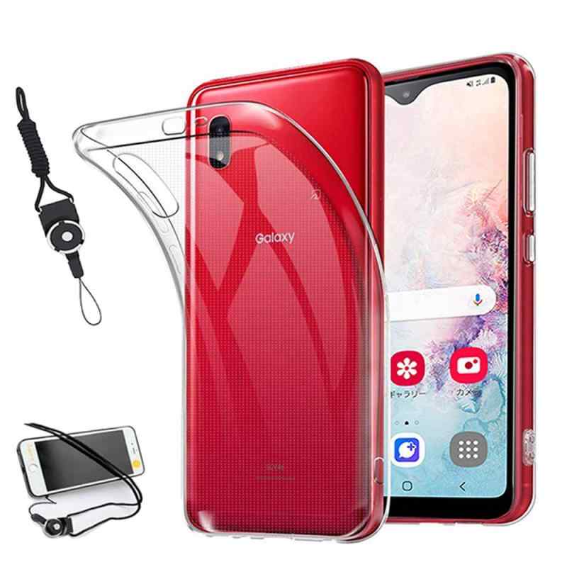 for Galaxy A20 docomo SC-02M / au SCV46 ケース Galaxy A21 SC-42A / SCV49 カバーTPU ストラップホール付属 ネックストラップ付 whskyee 黄変防止、上質TPU クリア...