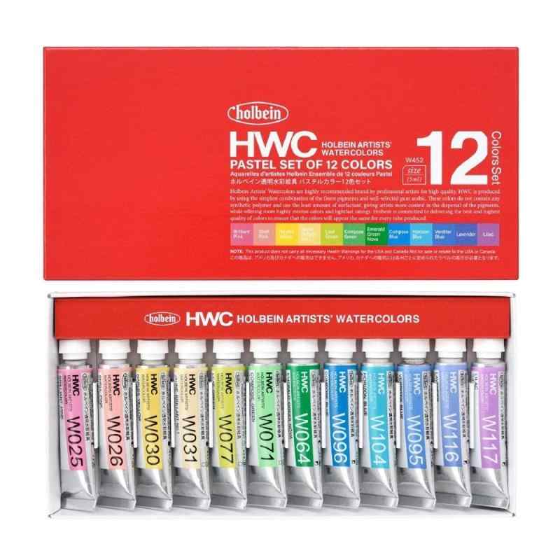 ホルベイン 透明水彩絵具 W452 5ml パステルカラー12色セット 03452素材顔料、アラビアゴム容量：5ml原産国:日本パステルカラー