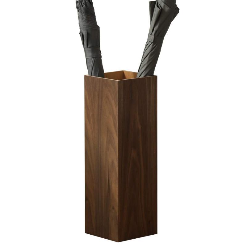 木製 傘立て 着脱式水受け皿付き 玄関収納 長傘/野球/ゴルフクラブ、 アンブレラスタンド スクエア 1 正規品 可能 ベージュ・ダークブラウン