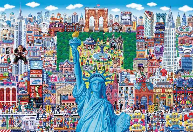 ビバリー(BEVERLY)日本製 ビバリー 1000マイクロピース ジグソーパズル ニューヨーク名所大集合(26×38cm)M81-623 水色ニューヨークの名所がジグソーパズルで楽しめます パッケージの裏面に名所の名前が紹介ピースの裏面に...