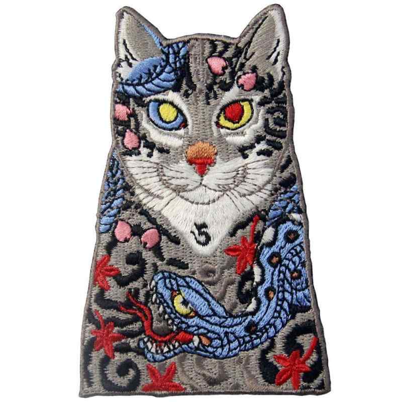 刺青猫刺繍のバッジのアイロン付けまたは縫い付けるワッペンシングルサイズ：6.5 * 10 センチ。100%刺繍背面処理：超強い熱接着剤、いかなる生地にアイロンをかけたり、縫ったりできる。しかも、素晴らしい耐水性があり、抜け落ち。安全性：刺繍...