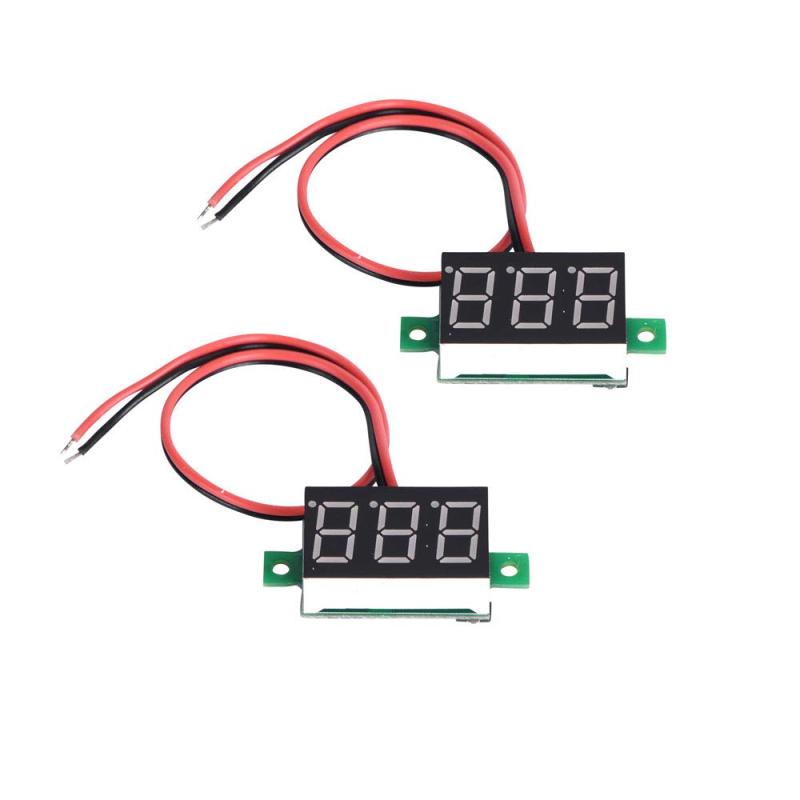 2個 小型 2線式 赤デジタル電圧計 DC 2.5-30V LED電圧表示 パネルメータ測定範囲:DC 2.5V-30V表示：3桁0.36インチ赤LED(10V未満は0.01V単位まで表示 / 10V以上は0.1V単位まで表示)サイズ： 3...