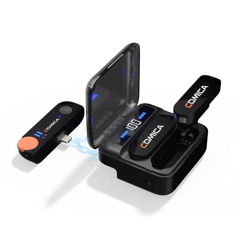 ワイヤレスマイク VIMO-S スマホ外付けマイク 48kHz/24bit 15時間使用可能 ミュート機能 無段階ゲイン調整 ノイズキャンセリング 小型無線マイク YouTube/インタビュー/Web会議などに対応