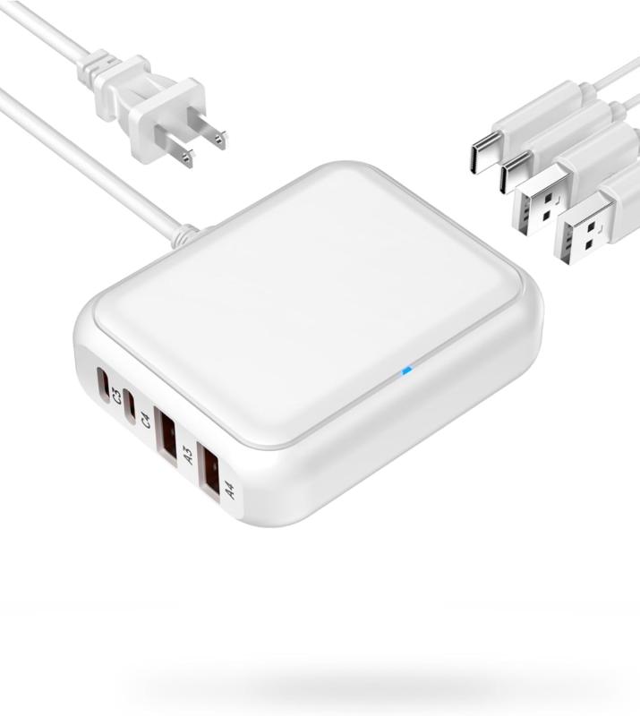 8ポート USB コンセント 充電器 急速 PD20W4*USB-C,4*USB-A充電ステーション 出力自動判別機能 ACコード150cm スマホ充電器 複数 充電ポート PSE認証 ホワイト対応iPhone/Galaxy/Android...