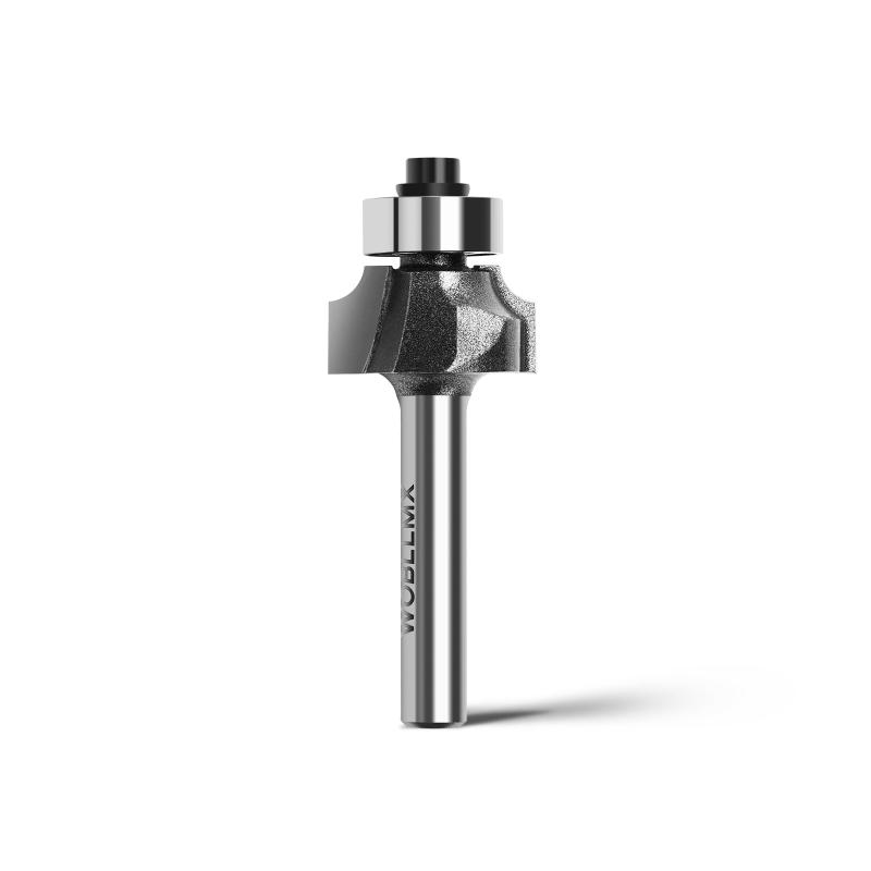 6mm軸 コロ付丸面ビット,R:3.2mm 面取りビット 角面ルータービット 電動トリマービット,CNC 彫刻機 木工 切断 ナイフ 木工用 切削工具(ブラック)軸径:6mm、R:3.2mm、D:19mm、H=6.3mm.ベアリング付きは高...